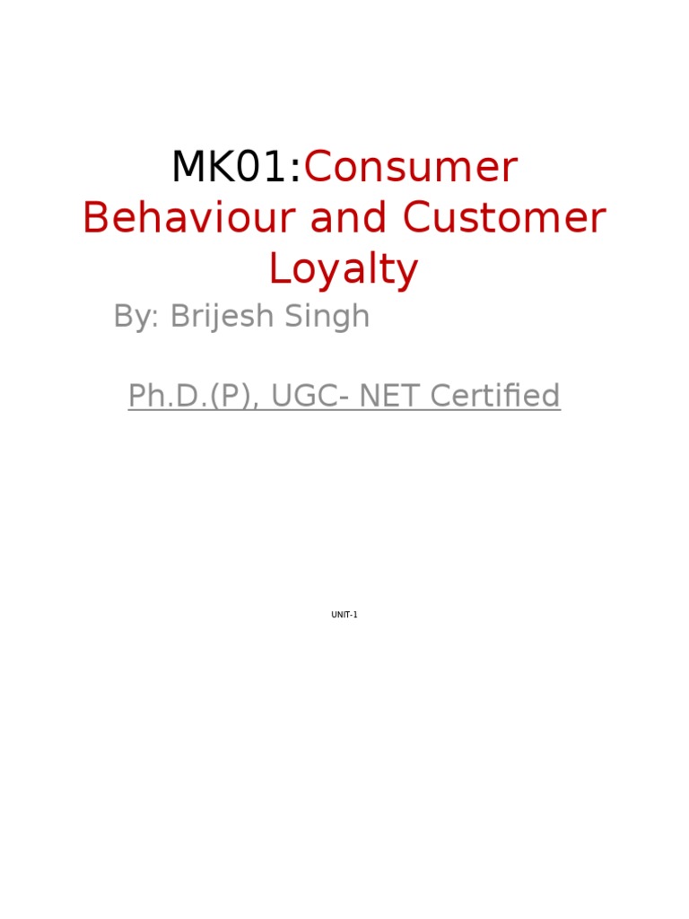 Consumer B. PPT U-1 | PDF | Classical Conditioning | Consumer Behaviour