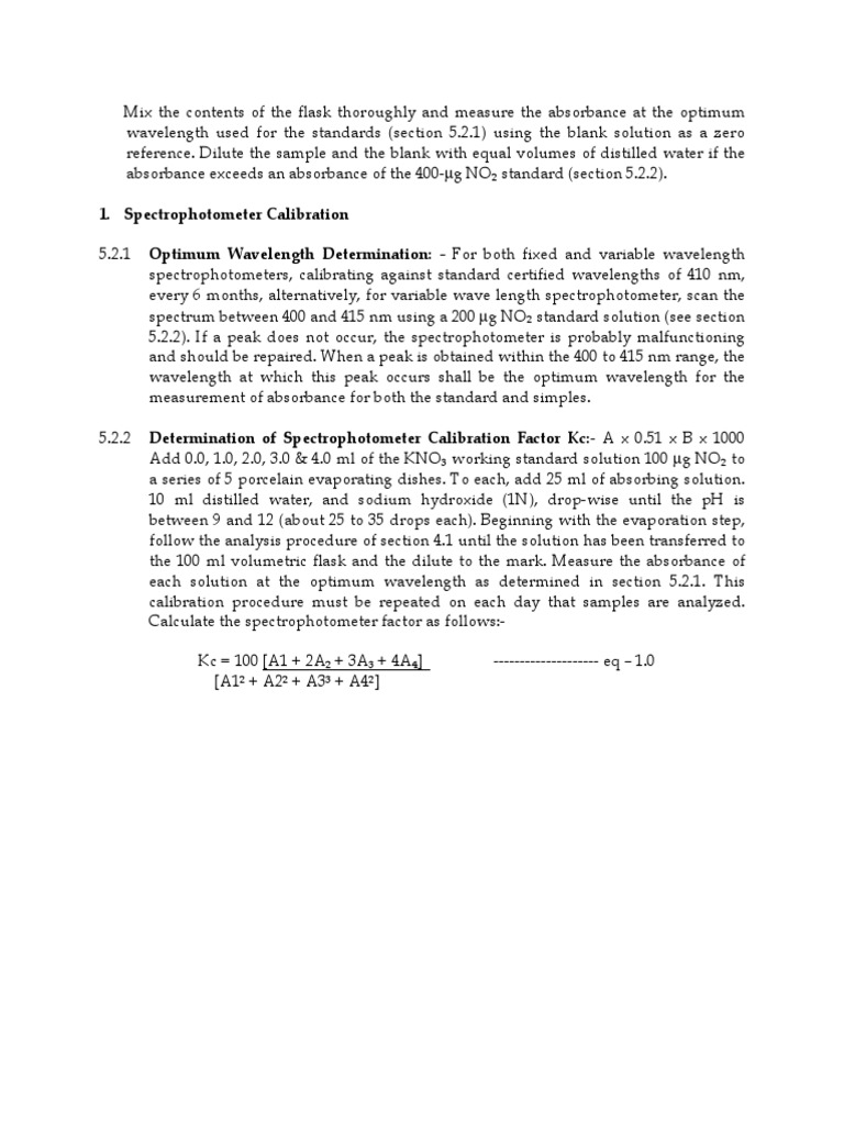 Determination of Spectrophotometer Calibration | PDF