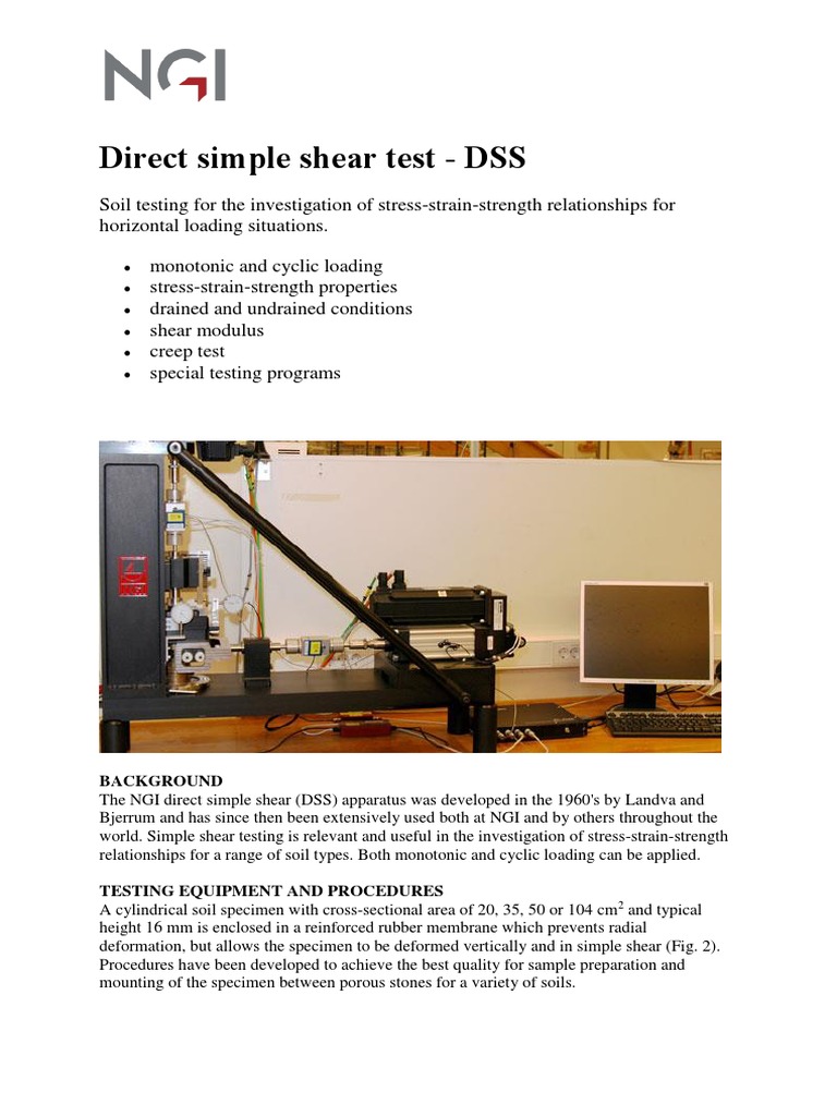 Direct Simple Shear Test Overview | PDF | Shear Stress | Stress (Mechanics)