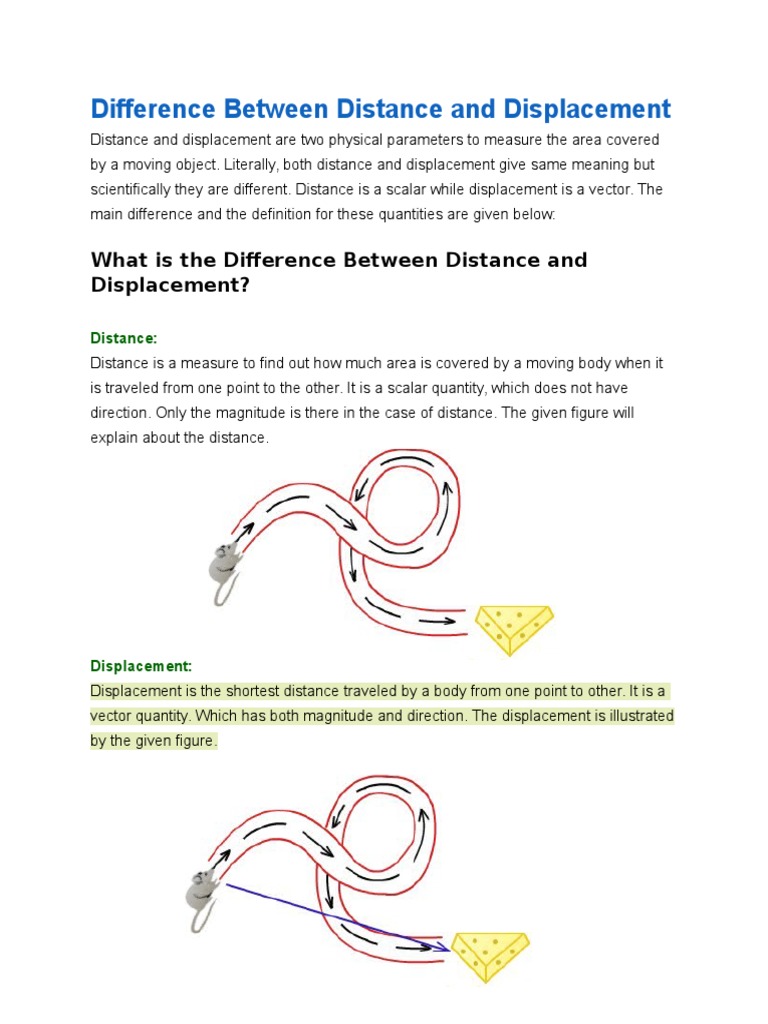 Difference Between Distance and Displacement | PDF