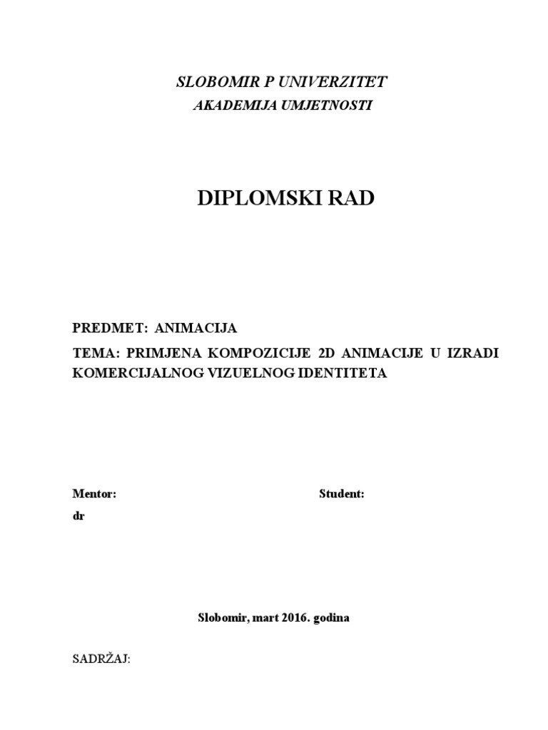 Animacija, Diplomski Rad | PDF