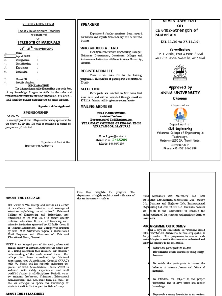 SOM - FDP Brochure - VCET | PDF | Engineering | Laboratories