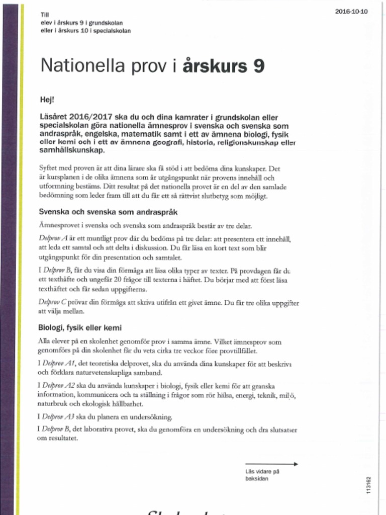 Nationella Prov I Åk 9 | PDF