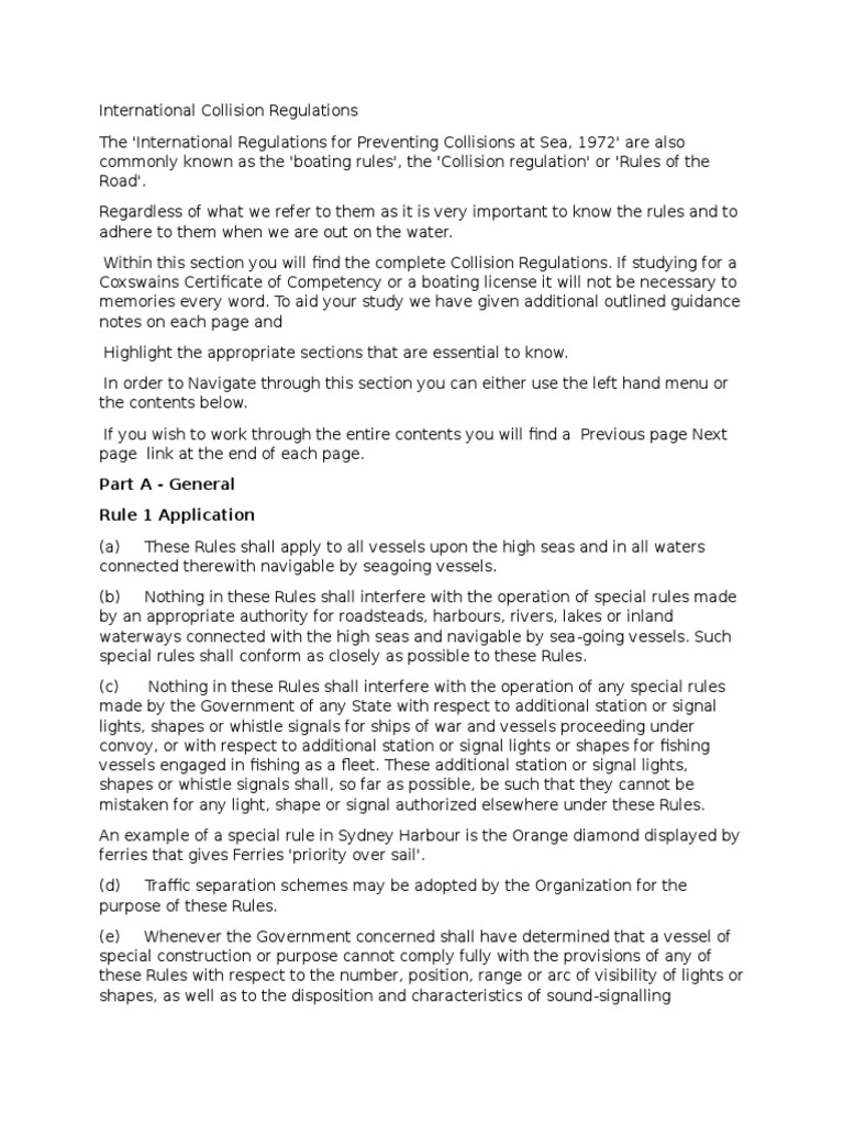 International Collision Regulations | PDF | Traffic | Radar