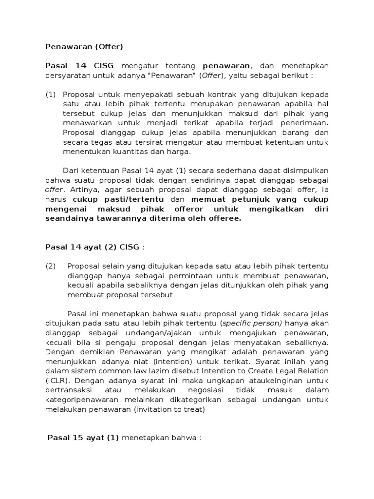 Offer and Acceptance CISG | PDF