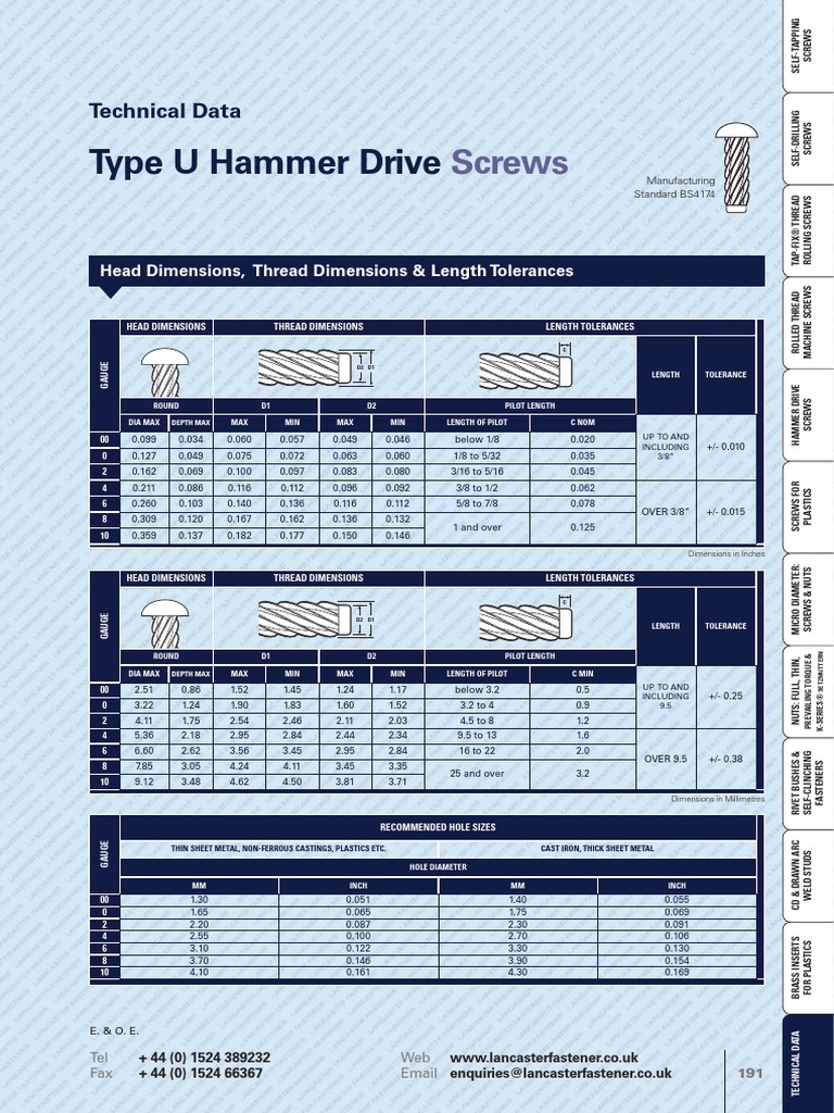 Type U Hammer Drive Technical Data | PDF | Computers