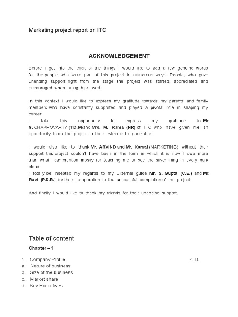 ITC Marketing Project Report | PDF | Business | Economies