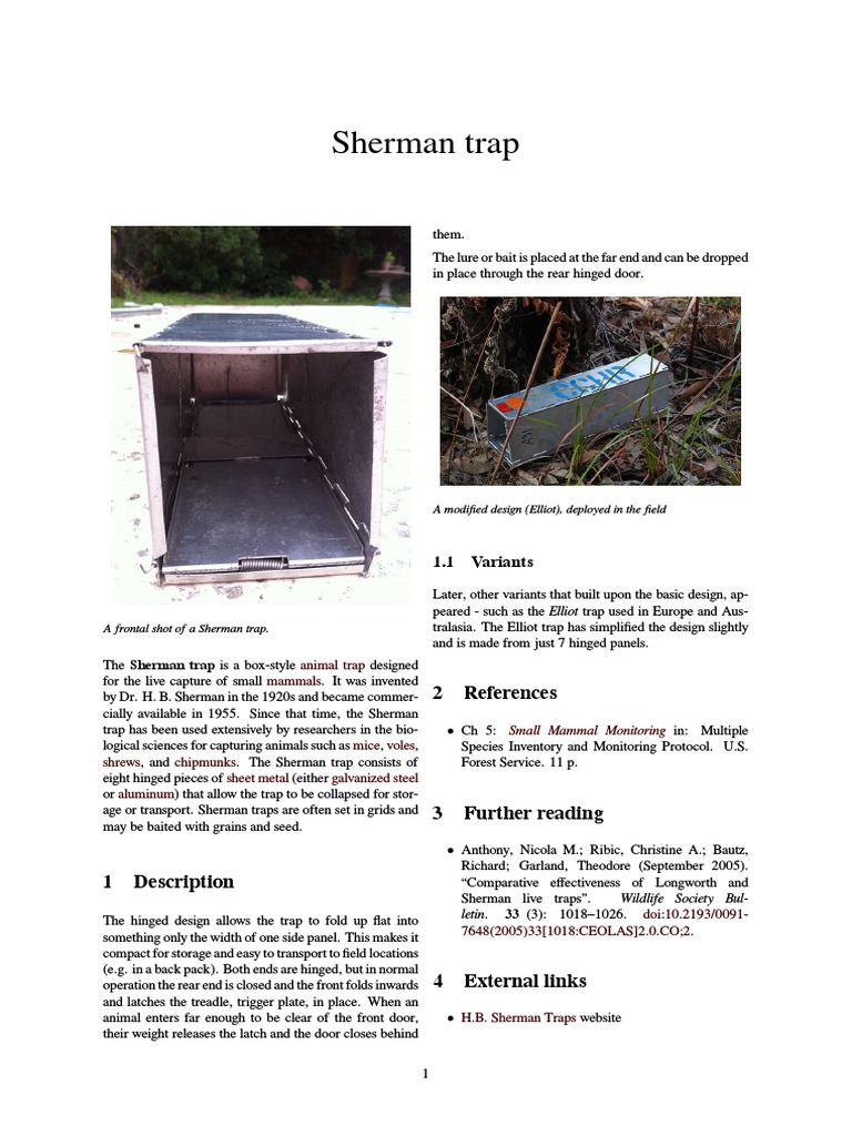 Sherman Trap | PDF | Hunting Methods | Animal Trapping