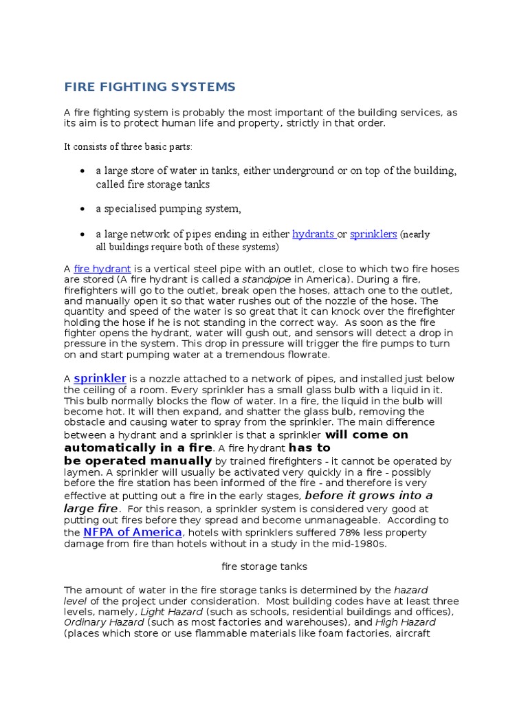 Fire Fighting Systems | PDF | Fire Sprinkler System | Firefighting