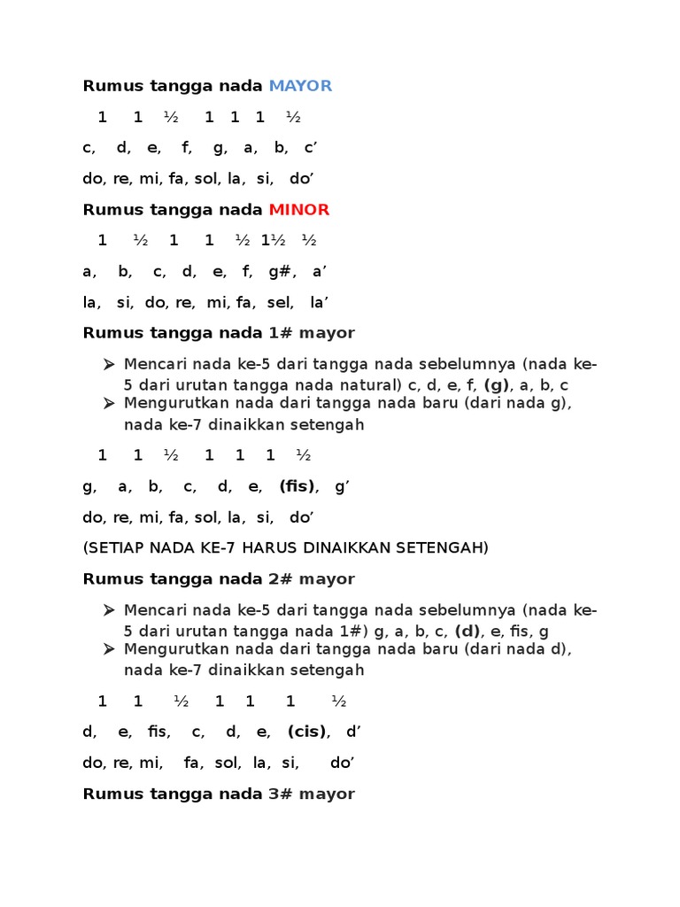 Copy 1 Rumus Tangga Nada MAYOR | PDF
