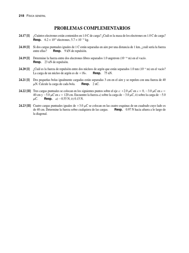 Problemas Complementarios PDF | PDF | Electrón | Campo eléctrico