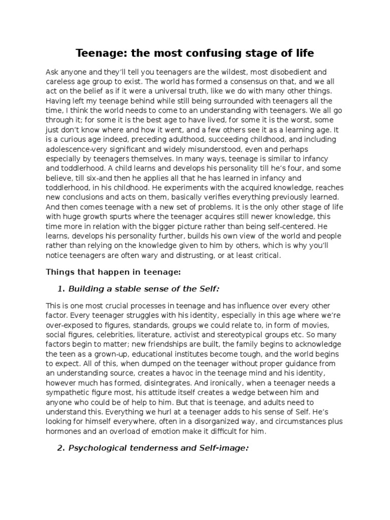Teenage, The Most Confusing Stage of Life | PDF | Adolescence | Psychology