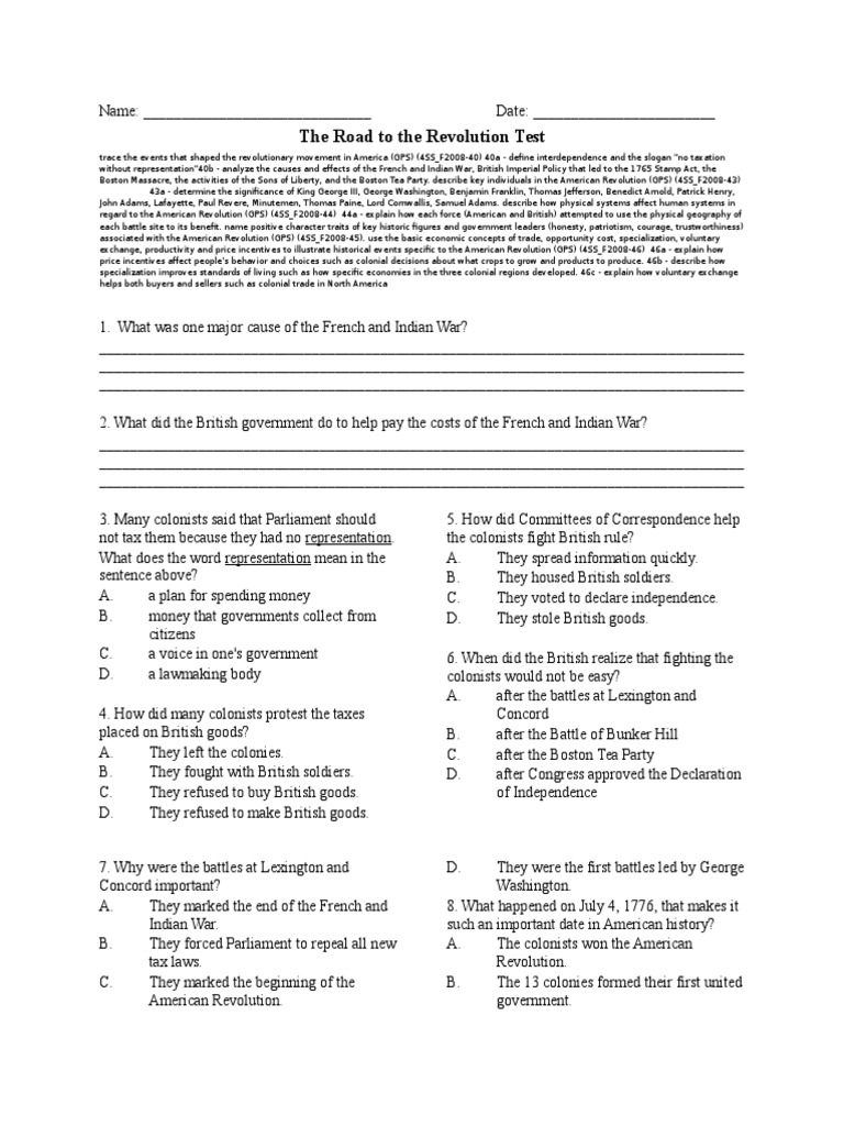 American Revolution Study Guide | PDF | American Revolution | United ...