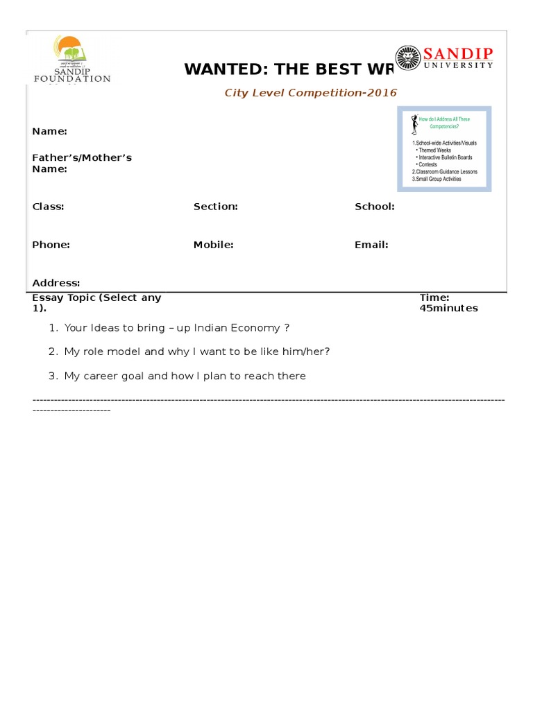 Wanted: The Best Writer: City Level Competition-2016 | PDF | Career ...