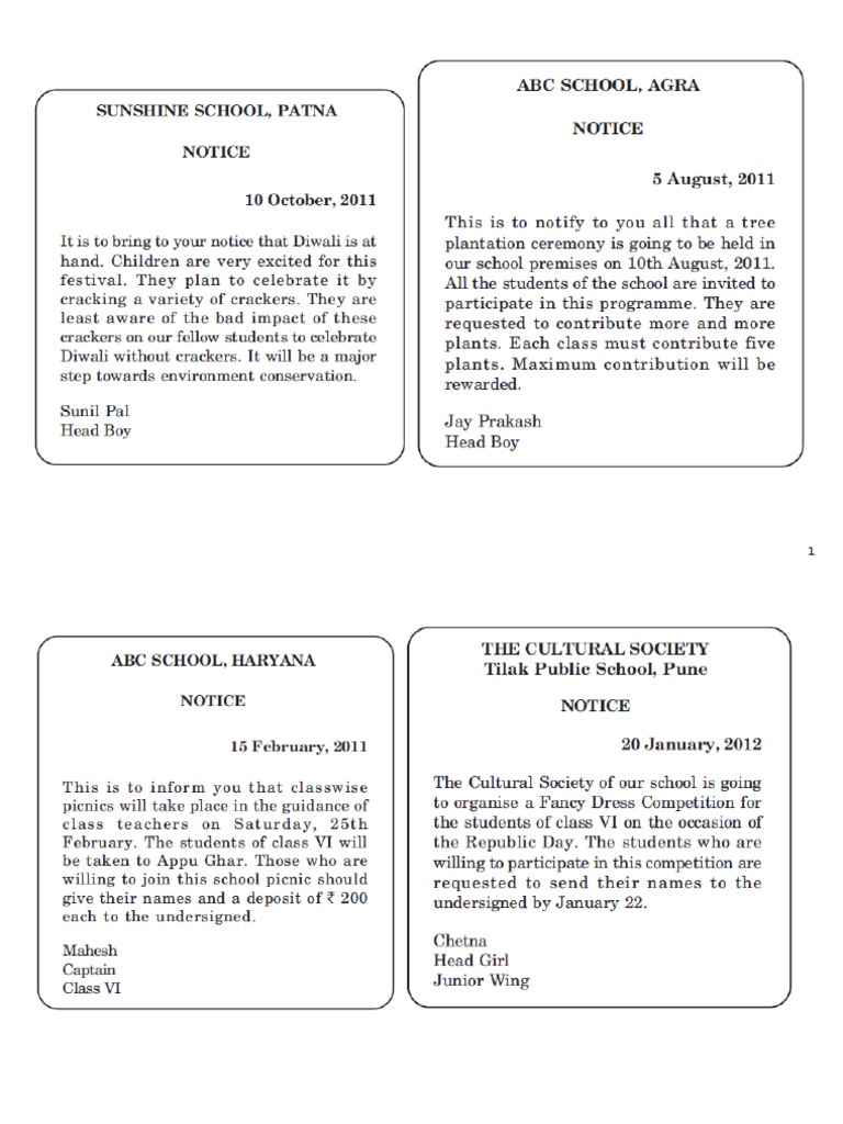 Notice Writing | PDF