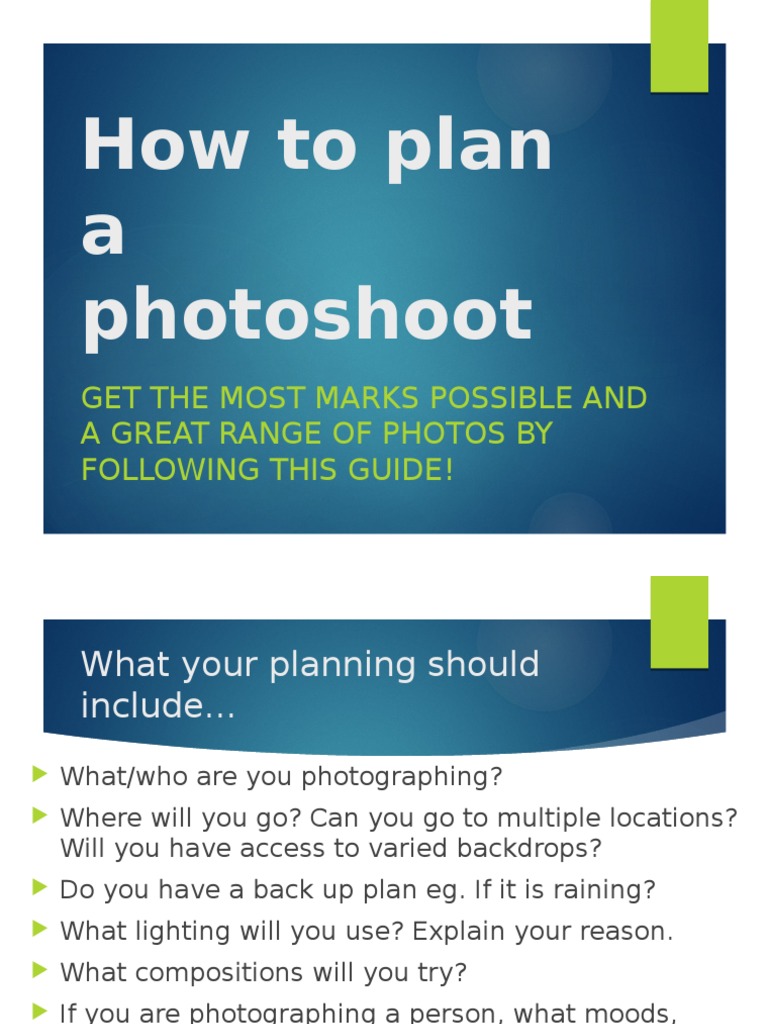 How To Plan A Photoshoot | PDF