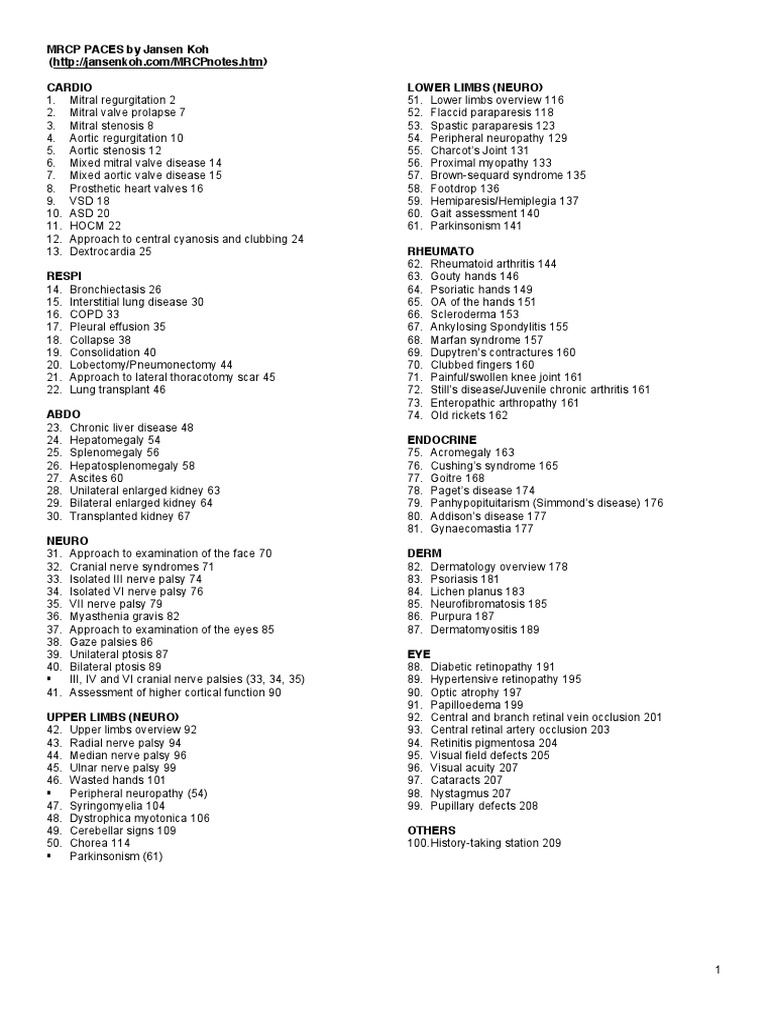 Jansenkoh MRCP Paces | PDF | Heart | Pulse