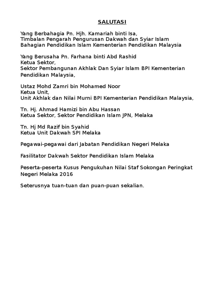 Contoh Salutasi | PDF