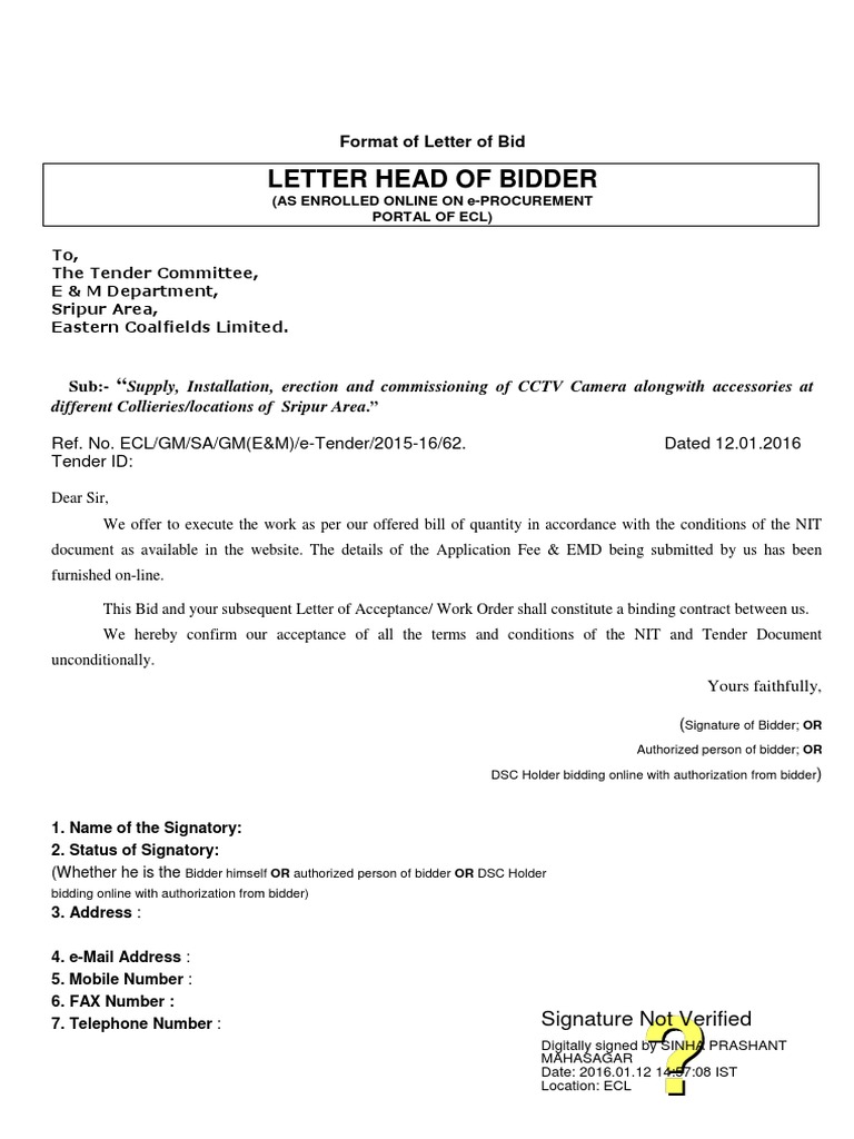 Letter Head of Bidder | PDF