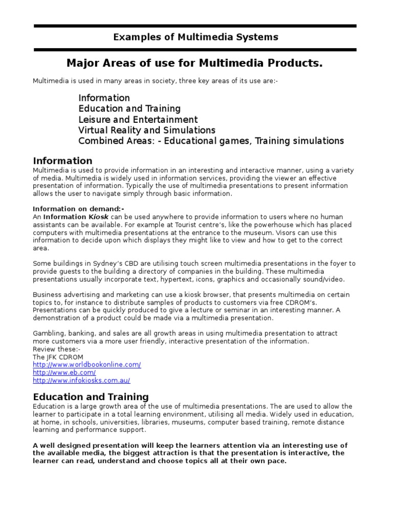 3 Examples of Multimedia Product | PDF | Virtual Reality | Multimedia