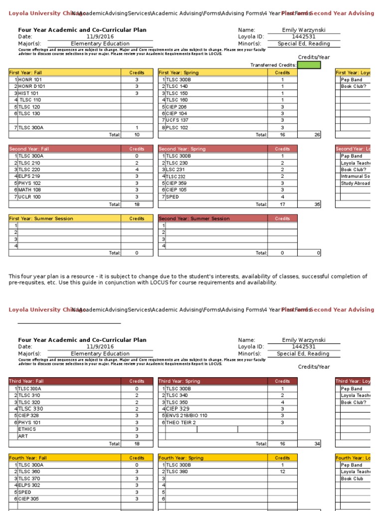 Four Year Plan 1 | PDF | Quality Of Life | Academia