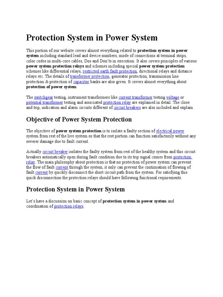 Power System Protection | PDF | Relay | Electric Power System