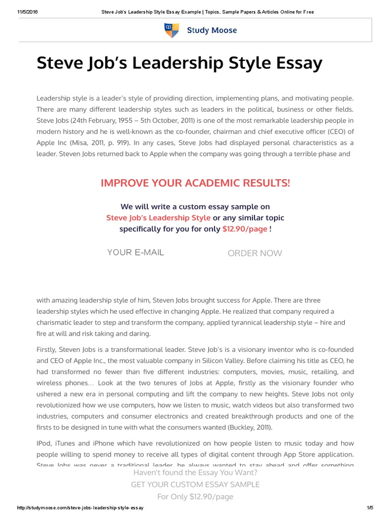 Steve Job's Leadership Style | PDF | Steve Jobs | Leadership