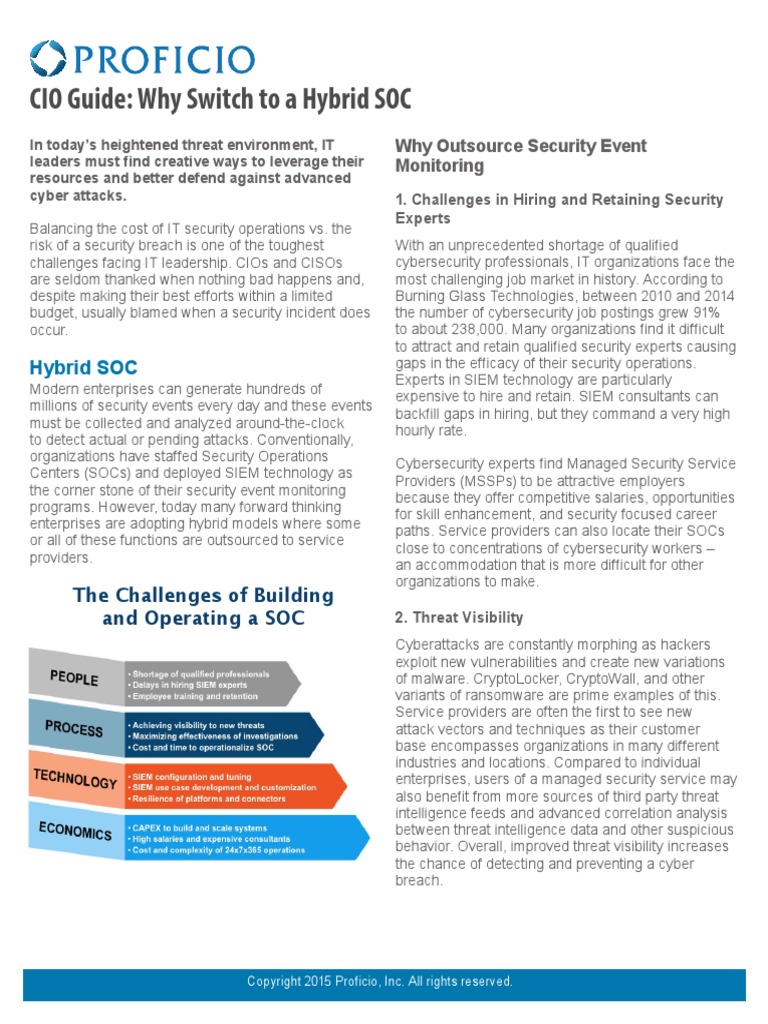 Proficio Whitepaper CIO Guide Why Switch To A Hybrid SOC | PDF | Threat ...