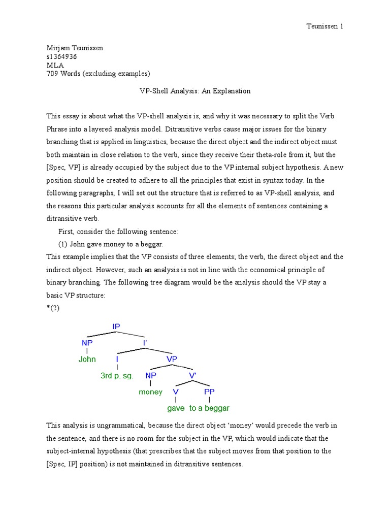 VP-Shell Analysis: An Explanation | PDF | Syntax | Subject (Grammar)