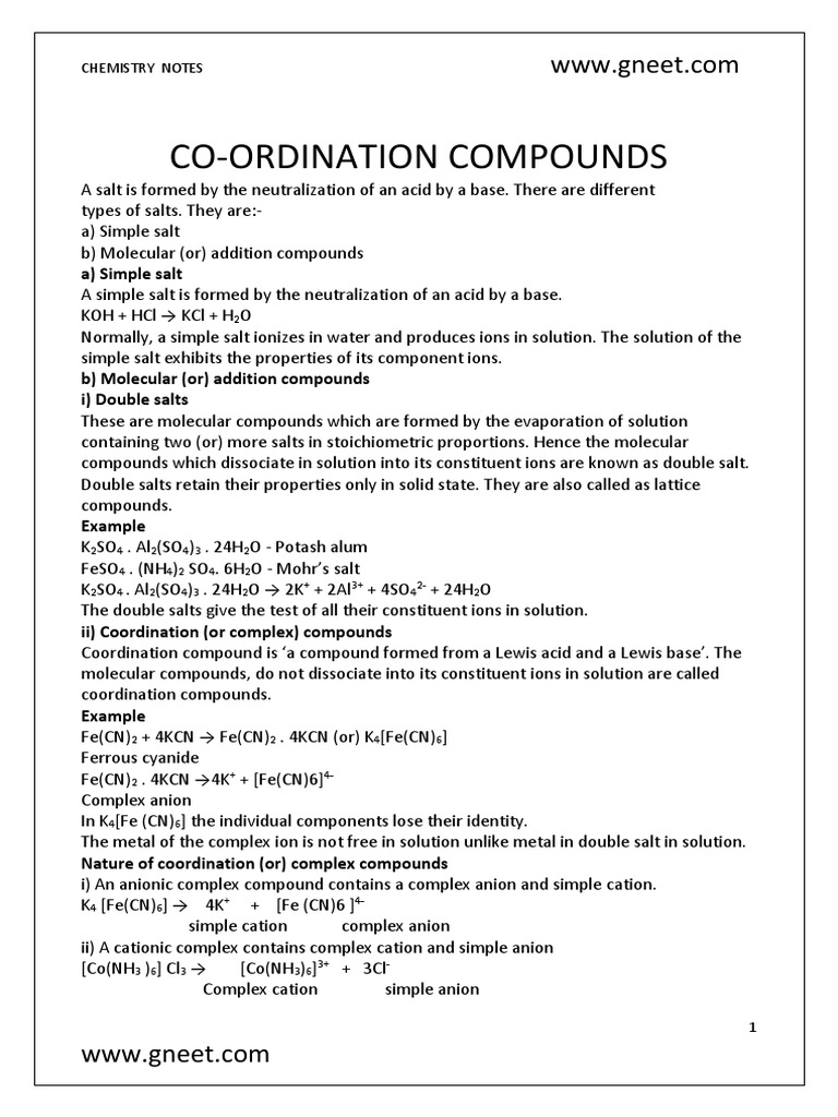 Cordination Compound | PDF | Coordination Complex | Ligand