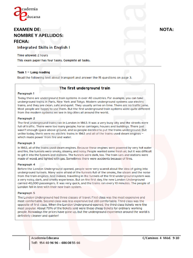 Trinity Exam B1 01 | PDF | Business | Home & Garden