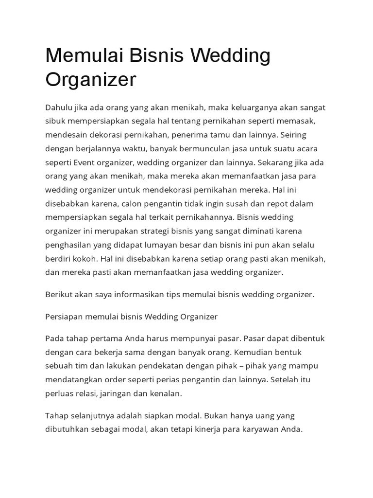 Bisnis Wedding Organizer | PDF