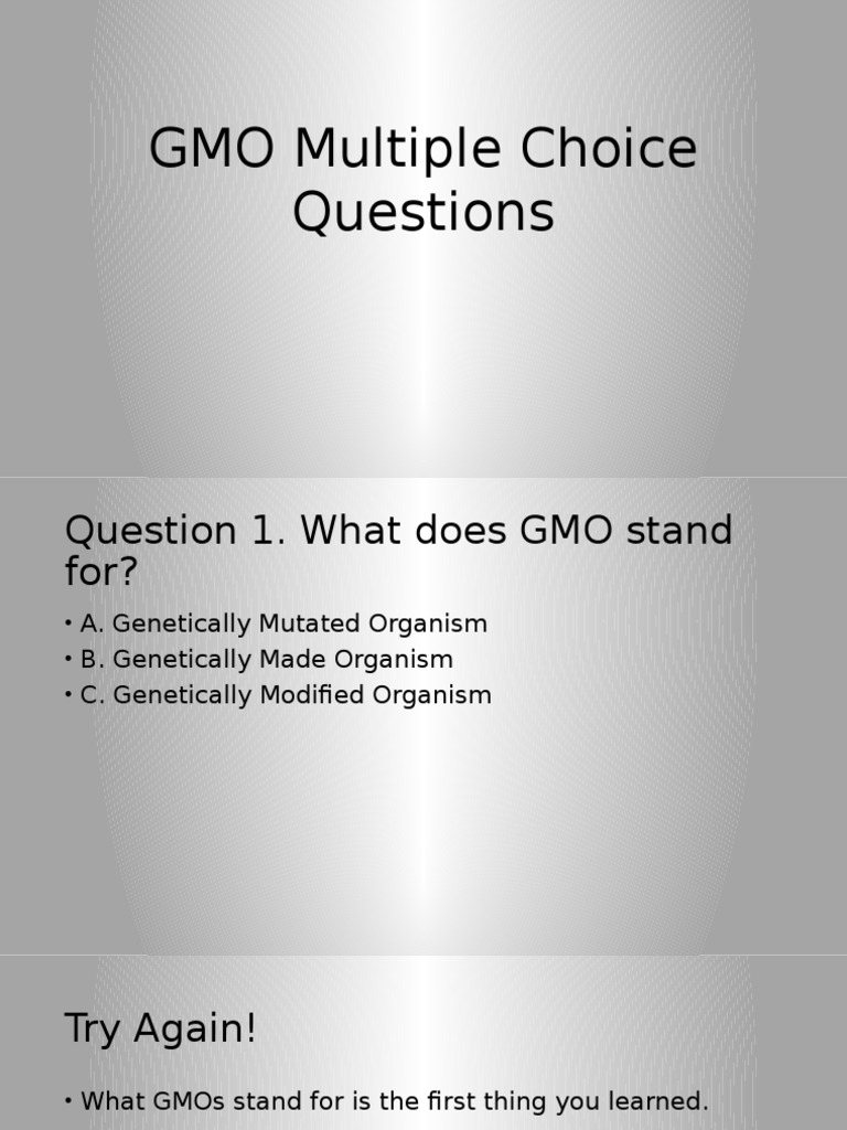 GMO Quiz: Test Your Knowledge | PDF | Self-Improvement | Wellness