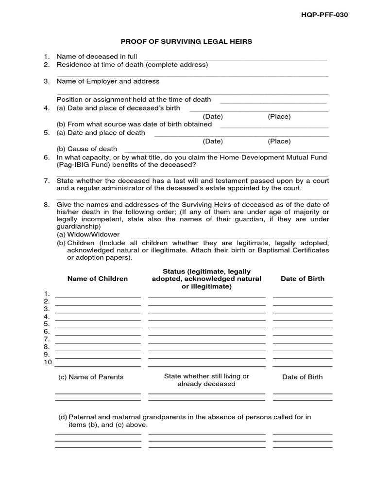 Proof of Surviving Legal Heirs | Download Free PDF | Legal Guardian ...