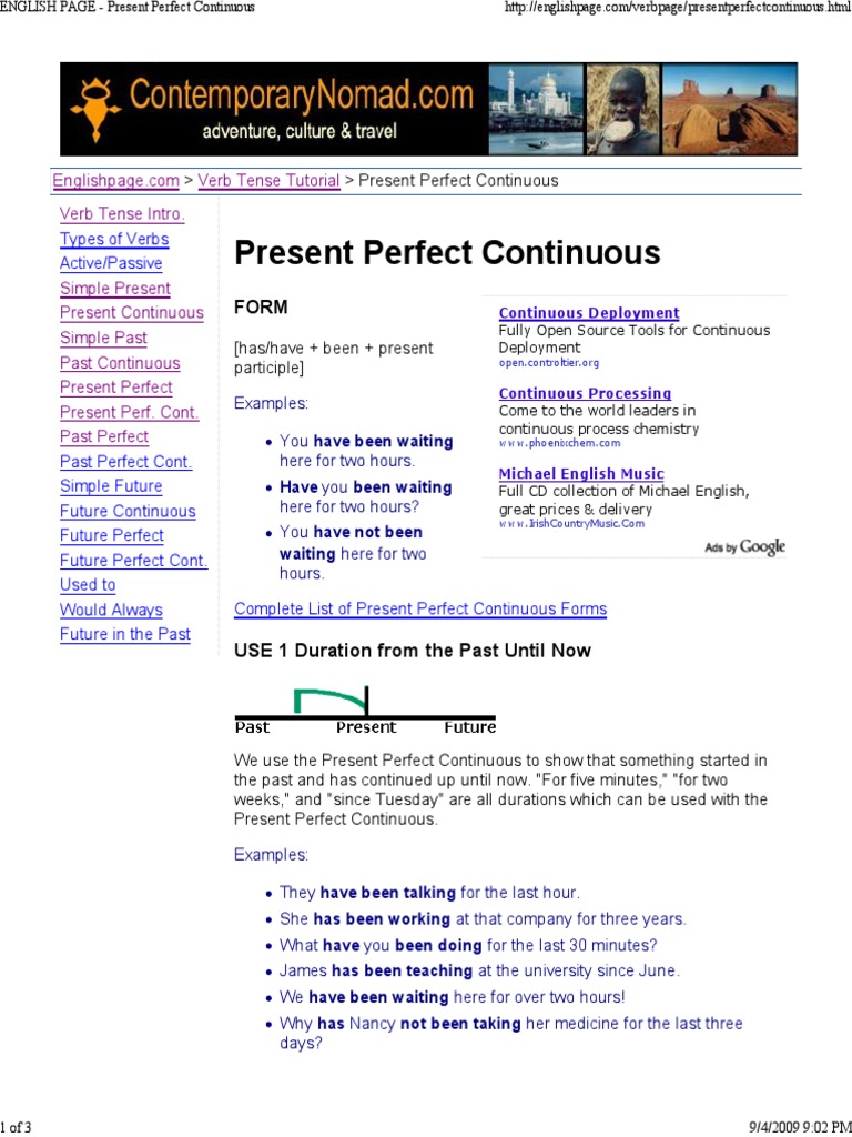 Present Perfect Continous PDF | PDF | Perfect (Grammar) | Verb
