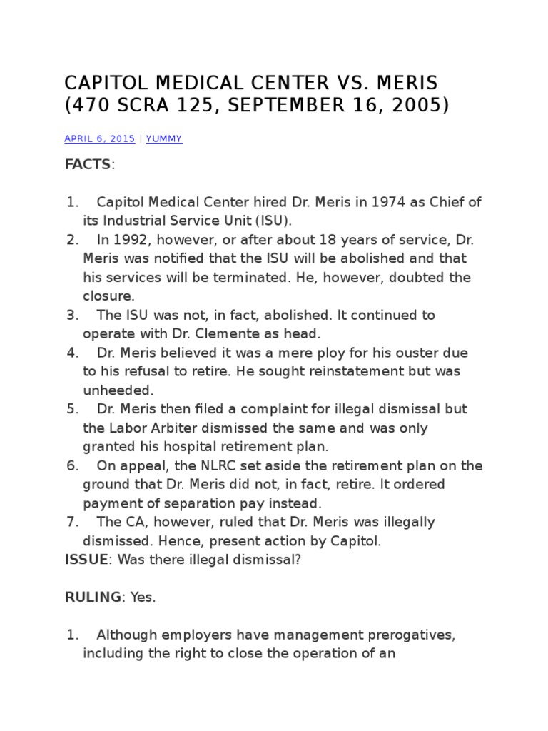Capitol Medical Center Vs Meris | PDF | Business | Finance & Money ...