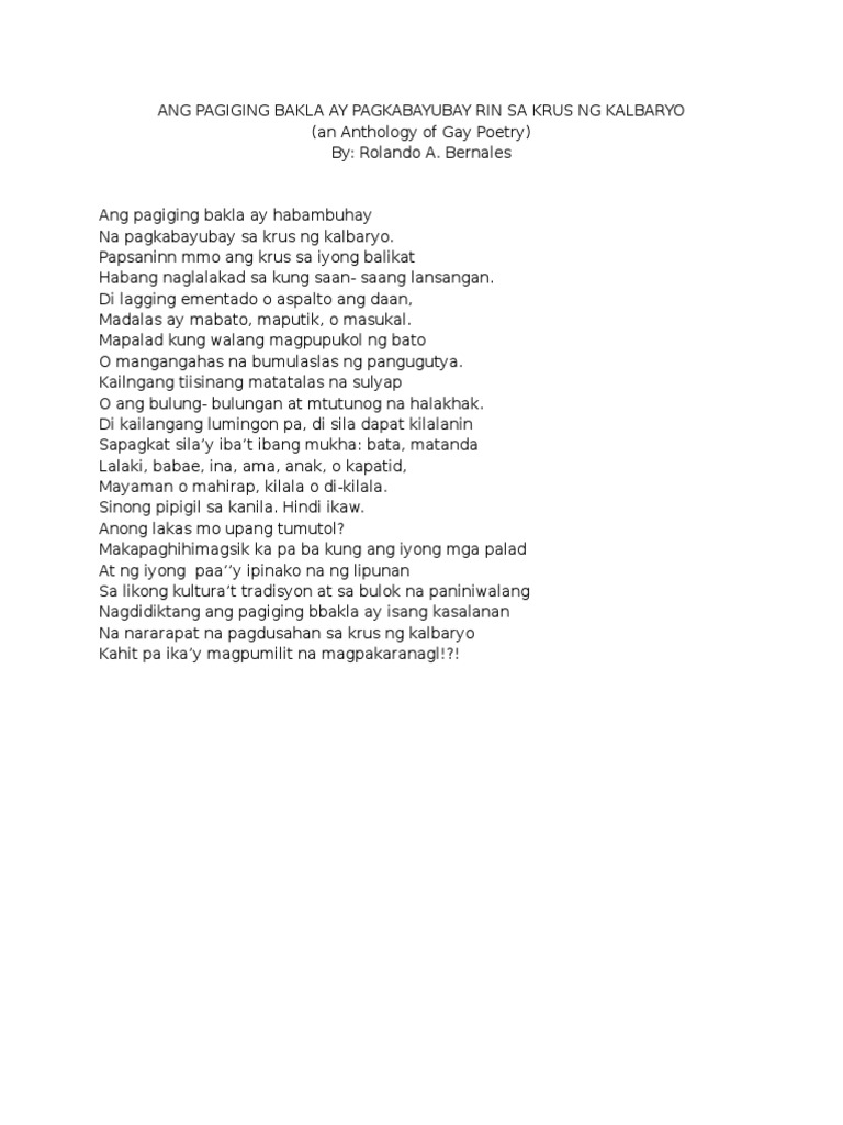 Ang Pagiging Bakla Ay Pagkabayubay Rin Sa Krus NG Kalbaryo | PDF