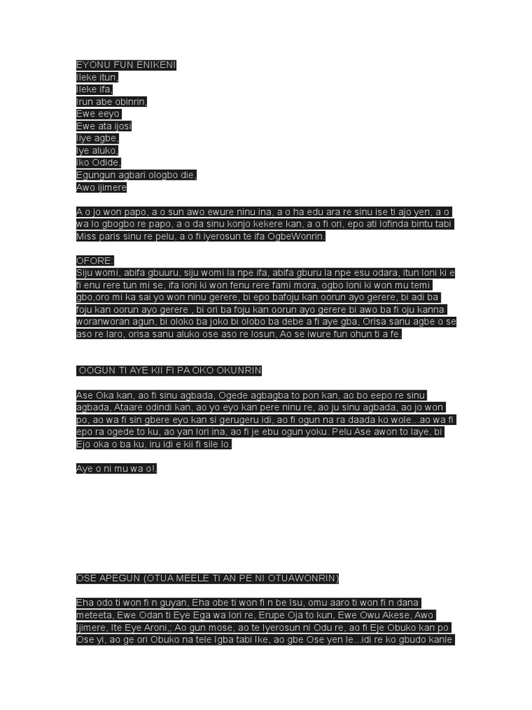 Eyonu Fun Enikeni | PDF