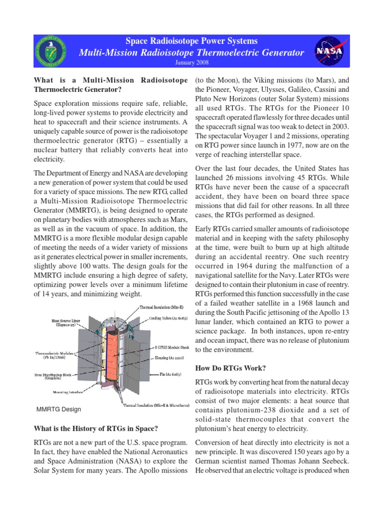 MMRTG Jan2008 | PDF | Discovery And Exploration Of The Solar System ...