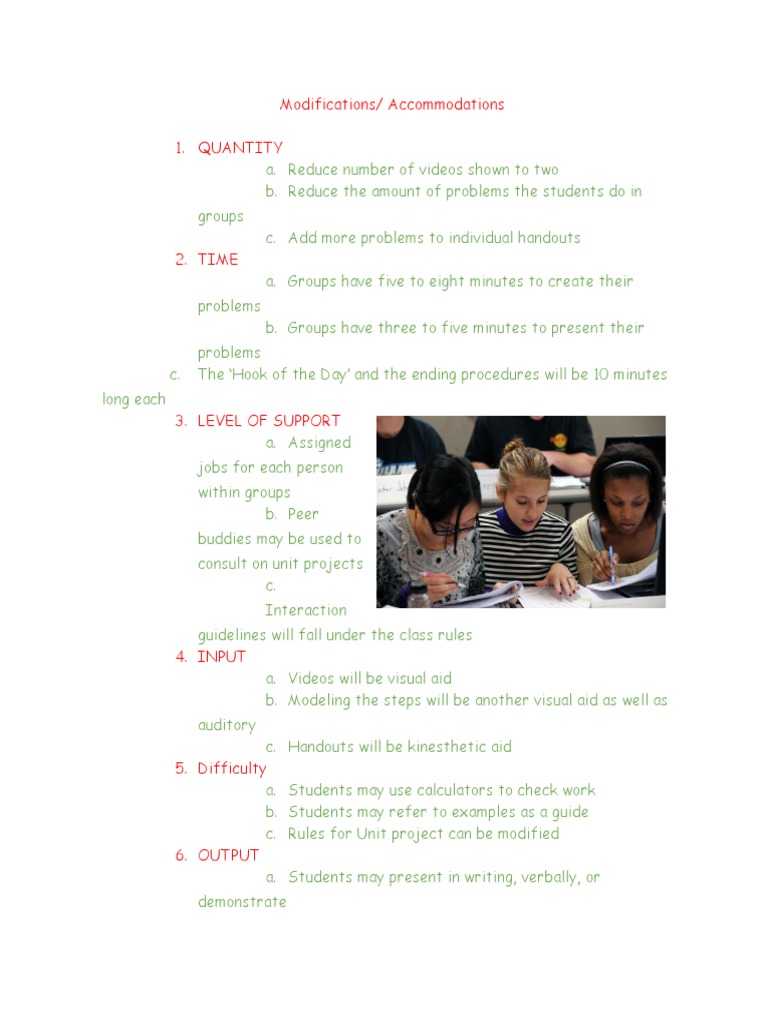 Modifications/ Accommodations 1. Quantity | PDF