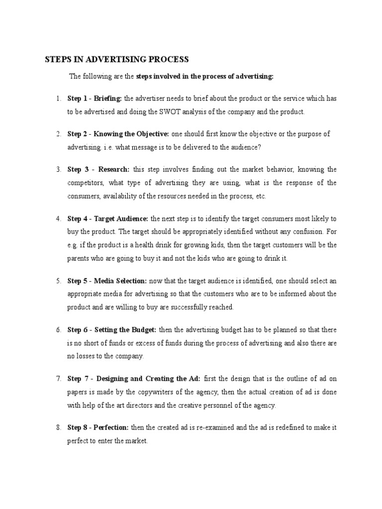 Advertising Process Steps Explained | PDF | Target Audience | Advertising