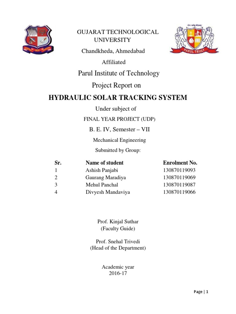 Hydraulic Solar Tracking System Project | PDF | Solar Cell | Solar Energy