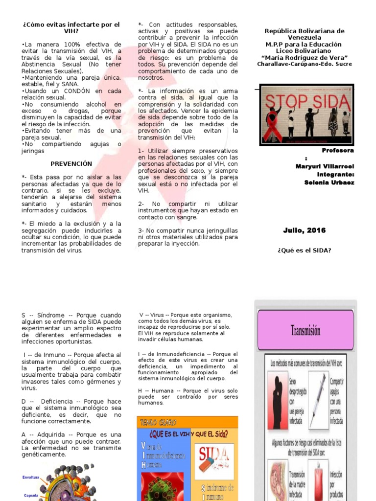 triptico vih | VIH / SIDA | Virus