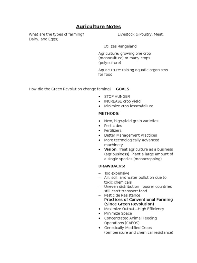 Agriculture Notes | PDF