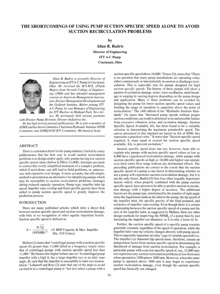 Limitations Suction Specific Speed | PDF