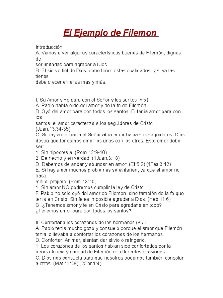 El Ejemplo de Filemon | PDF | Pablo el apóstol | Amor