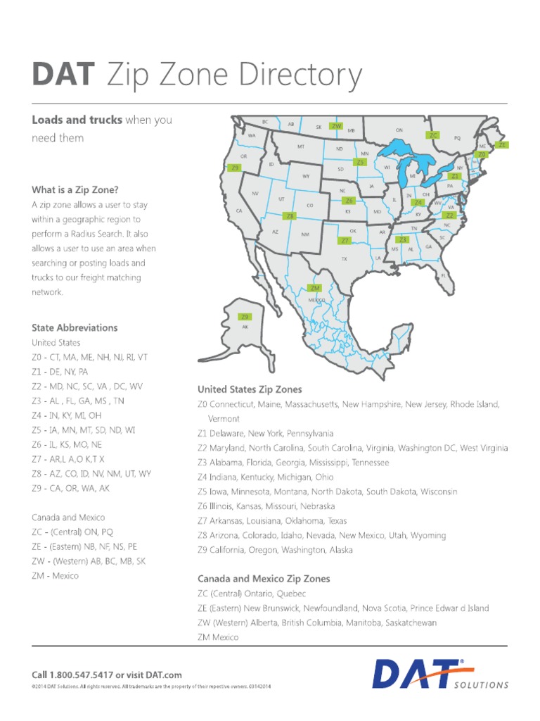 DAT Zip Zone Map | PDF