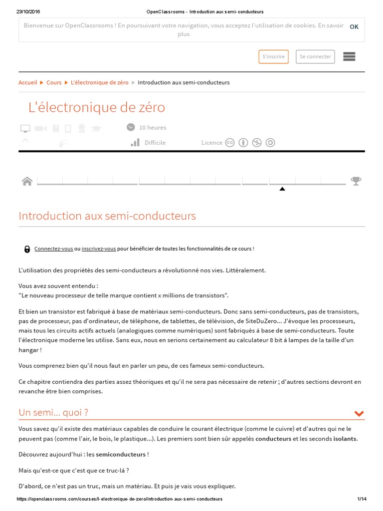 OpenClassrooms - Introduction Aux Semi-Conducteurs | PDF | Dopage (semi-conducteur) | Théorie ...