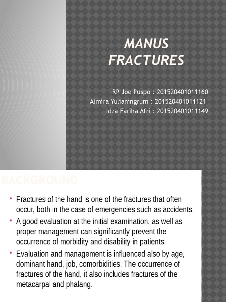 Manus Fractures | PDF | Hand | Traumatology