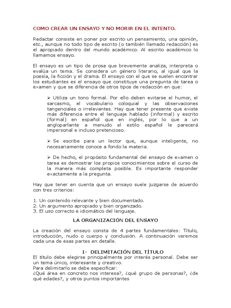 Como Escribir Un Ensayo | PDF | Ensayos | Autor